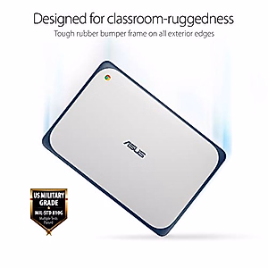 ASUS Chromebook C202XA Rugged & Spill Resistant Laptop, 11.6" HD, 180 Degree, MediaTek 8173C Processor, 4GB RAM, 16GB Storage, MIL-STD 810G Durability, Blue, Education, Chrome OS, C202XA-YH02-BL