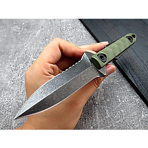 Ccanku C1290 Fixed Blade Marine Corp Serrated Knife 8 Inch D2 Blade Steel & G10 Handle For Outdoor Survival, Camping, Bushcraft and Hunting, K Sheath-Army Green