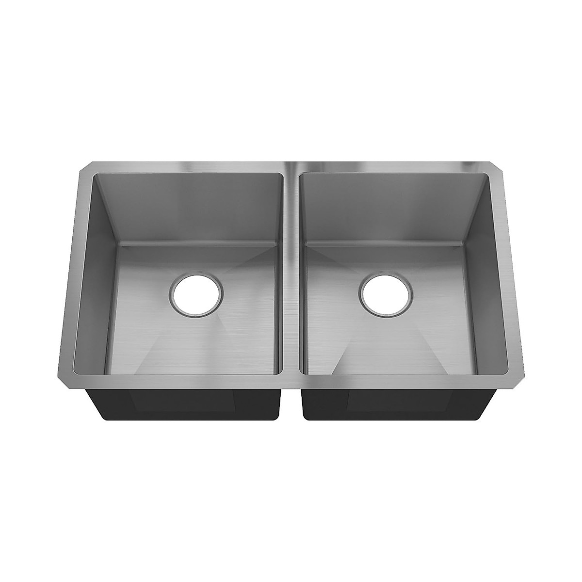 Sinber 32" x 19" x 10" Undermount Double Bowl Kitchen Sink with 18 Gauge 304 Stainless Steel Satin Finish HU3219D (Sink Only)