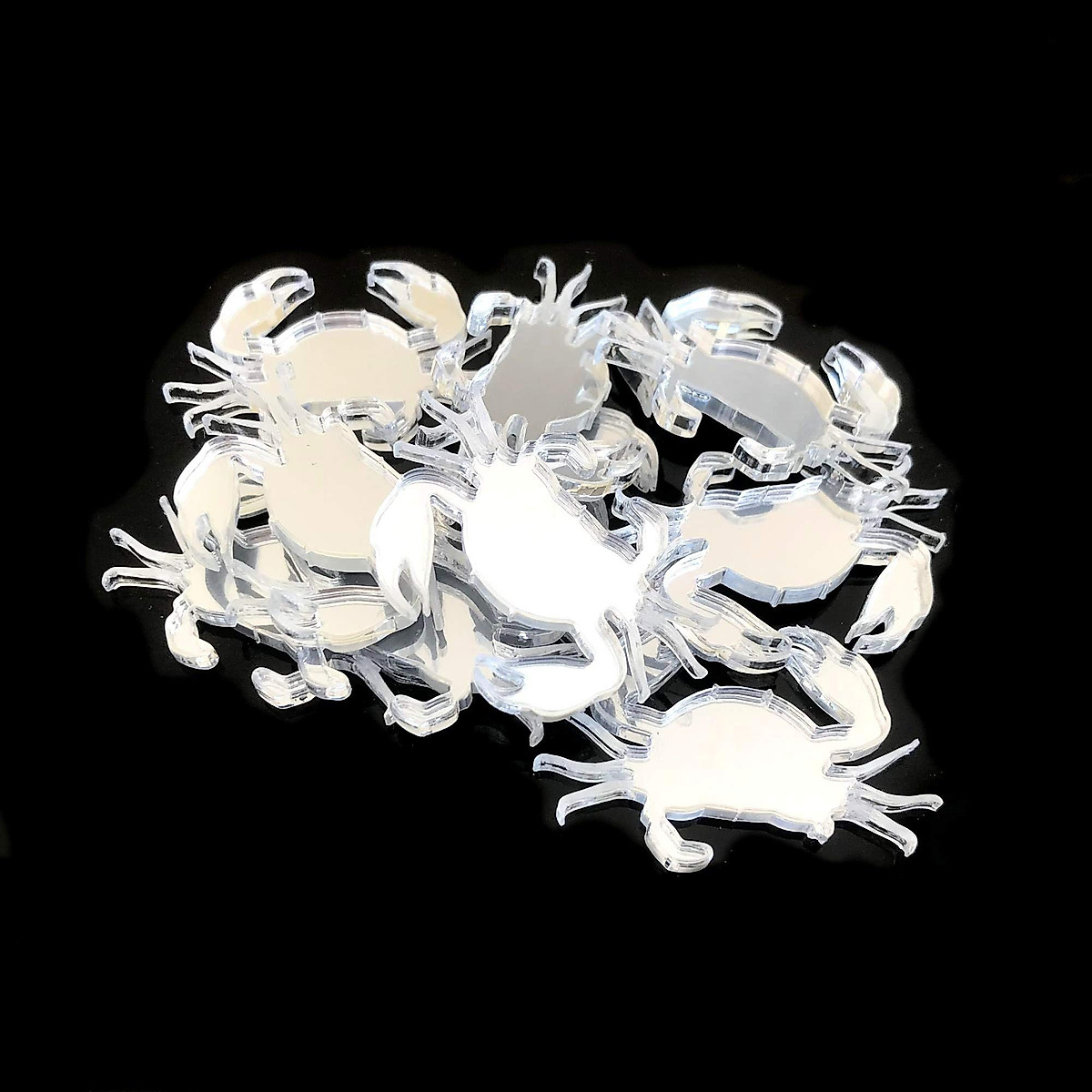 Super Cool Creations Crab Shaped Crafting Mirrors, Set of 10, Many Colours, Shatterproof Acrylic, Duck Egg Blue, Pack of 10 x 9cm