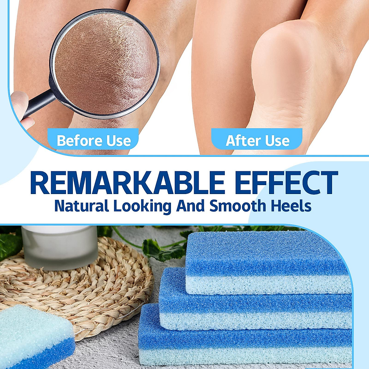 24 Pieces Foot Pumice Stone for Feet Skin Callus Remover and Scrubber Hard Skin Foot Scrubber for Dead Skins, 2 in 1 Double Sided Hard Skin Callus Remover Scrubber Pedicure Exfoliate Tool, Blue