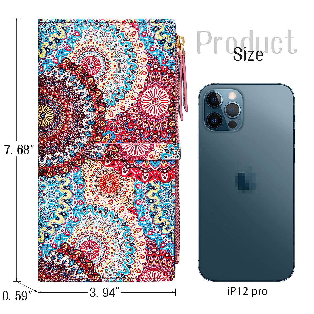 YOUBDM Slim Wallets for Women Credit Card Holder RFID Bifold Clutch Wallets Checkbook with Zipper Pocket