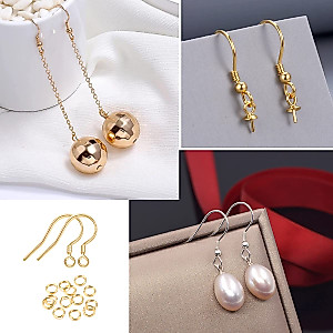 iminoo Earring Hooks,Hypoallergenic Earring Hooks Kit Included Fish Earring Hooks, Jump Rings for DIY Jewelry Making Supplies Accessories