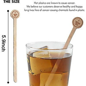 Coffee Stirrers Stir Sticks Wooden Beverage Mixer with Round Ends,Disposable Environmentally Friendly Biodegradable Cafe Grade Beverage Stir Sticks for 6 Inch Coffee Milk Cocktail Tea (100)