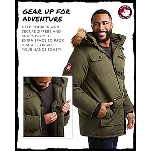 CANADA WEATHER GEAR Men's Winter Coat - Heavyweight Teflon Canvas Parka Jacket (M-XXL), Size XX-Large, Olive Green