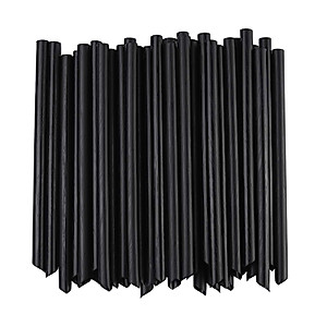 ALINK 100 Black Plastic Bubble Tea Smoothie Straws + 100 PCS Colorful Plastic Long Flexible Straws