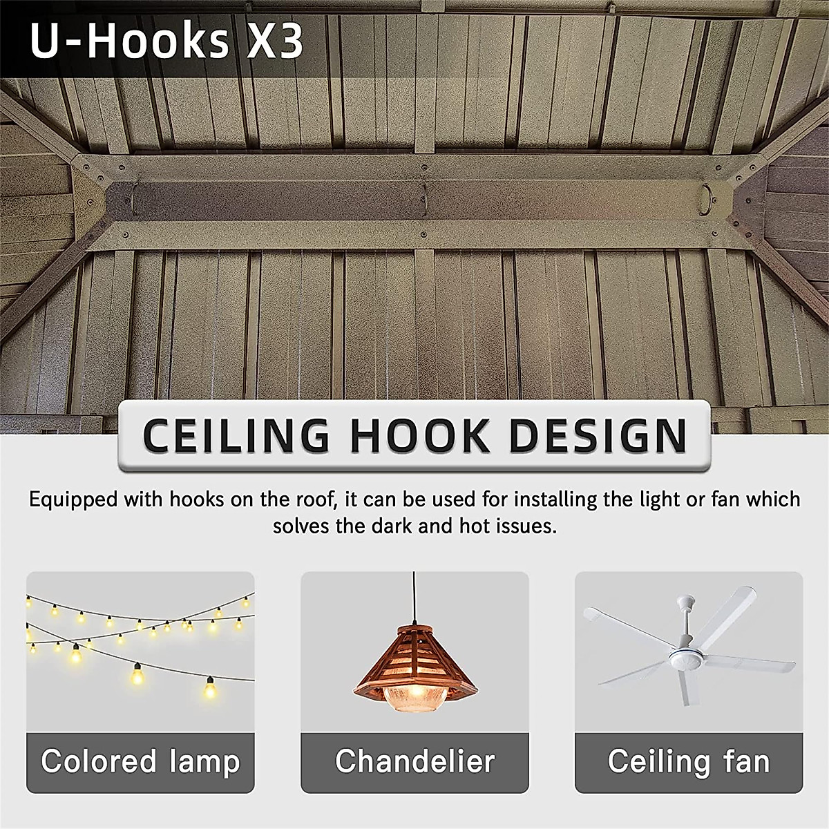 UBGO Hardtop Gazebo12X18FT,Wooden Coated Aluminum Frame Canopy with Curtains and Netting,Outdoor Permanent Metal Pavilion with Galvanized Steel Double Roof (Wood-Looking),for Patio, Deck and Lawn