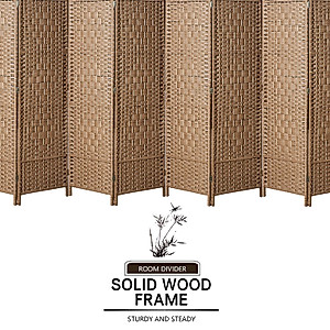 Cocosica 8 Panel Room Divider,6Ft Folding Privacy Screen,Tall - Extra Wide Foldable Panel Partition Wall Divider with Diamond Double-Weaved Hand-Woven Design Room Screen Divider