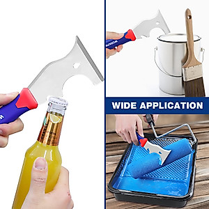 WORKPRO Paint Scraper, 8 in 1 Paint Remover, Metal Putty Knife with Hammer End and Can Opener, Stainless Steel Scraper Tool for Removing Caulk, Painting, Wood and Wallpaper