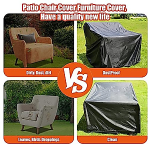 Likorlove Patio Chair Covers, 29" W×30" D×30" H Patio Furniture Covers Waterproof for Chairs Windproof Lounge Deep Seat Cover Heavy Duty with Air Vent for Outdoor Lawn, Backyard Deck, Black (2 Pack)