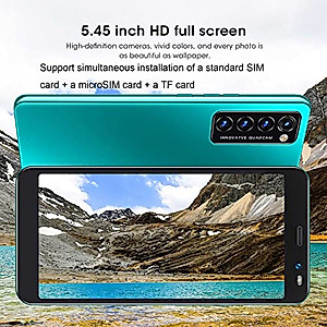 Hilitand 5.45 inch Smartphone, HD Full Screen Unlocked Cell Phones, for Android 4.4.2 Face Fingerprint Smart Phone, 512MB/4GB, HD Camera Mobil Phone, 1500mAh Battery, 128GB Extension (Green)