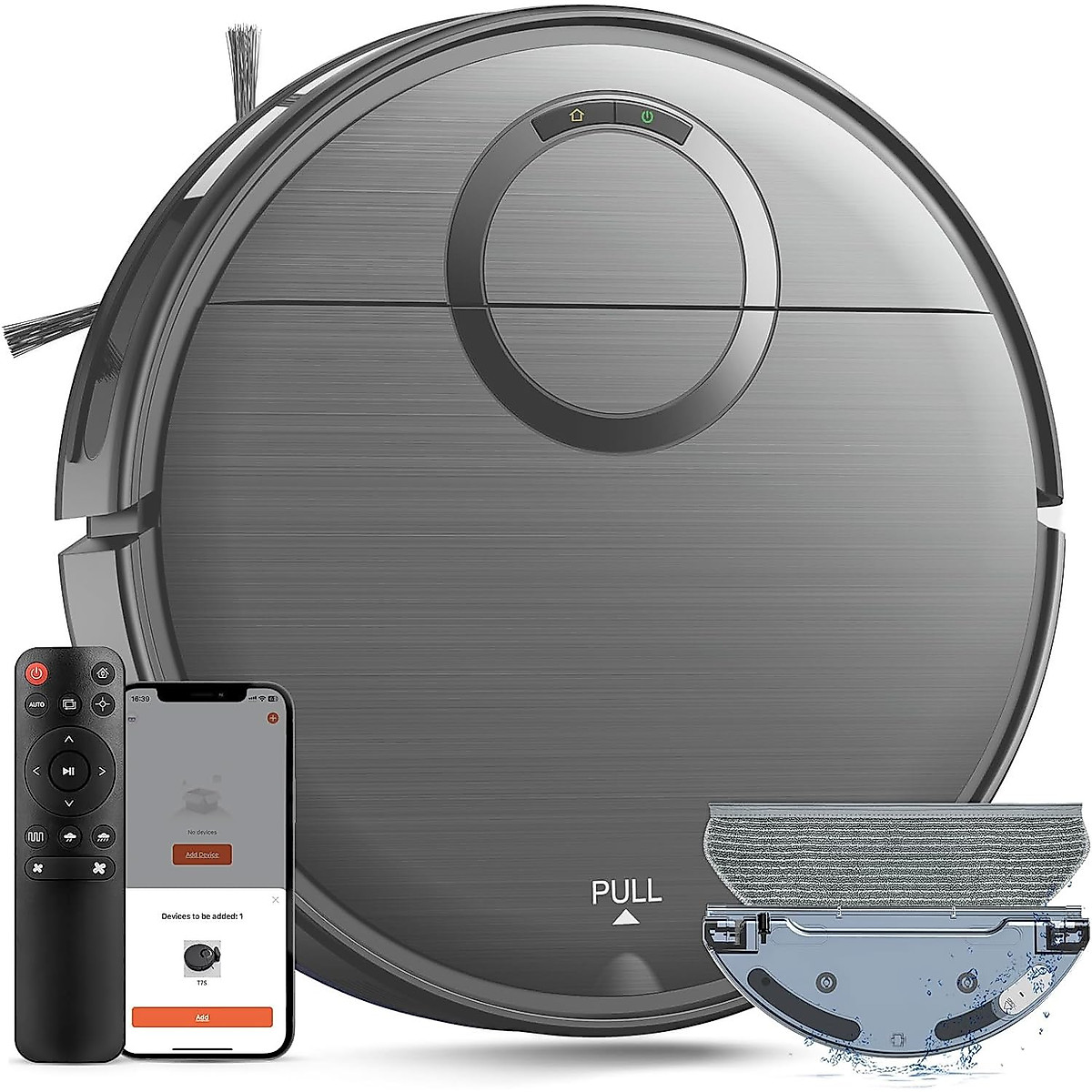 Robot Vacuum and Mop Combo, 2 in 1 Mopping Robot Vacuum Cleaner with Schedule, Wi-Fi/App/Remote, 2000Pa Max Suction, Self-Charging Robotic Vacuum, Slim, Ideal for Hard Floor, Pet Hair, Low-Pile Carpet