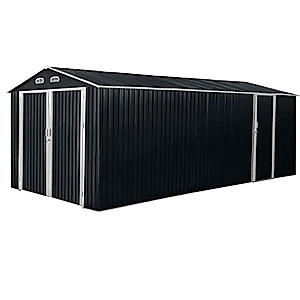 Outdoor Storage Shed 20x10 FT, Metal Garden Shed for Car,Truck,Bike, Garbage Can, Tool, Lawnmower, Outdoor Storage Galvanized Steel with Lockable Door for Backyard, Patio, Lawn
