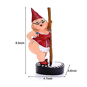 qumHmup Garden Gnomes, Pole Dancing Gnome Figurine for Patio Lawn Garden Decoration,Outdoor Decoration Resin Gnome Statue