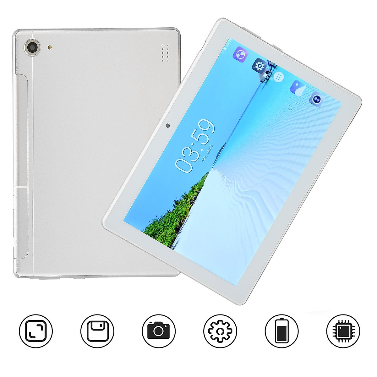 HEEPDD Office Tablet, HD Tablet with US Plug Octa Core CPU 100‑240V for School (Silver)