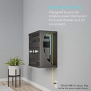 AC Infinity TESLACORE A2, Rackmount PDU with Surge Protector, 15A Circuit Breaker, 6 Front and 6 Rear Rear Outlets, 15ft Power Cord, for AV Equipment
