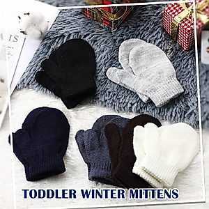 Tarpop 24 Pairs Toddler Knitted Mittens Bulk Winter Kids Stretch Gloves Warm Hand Knit Mittens for Boys Girls(Plain Colors)