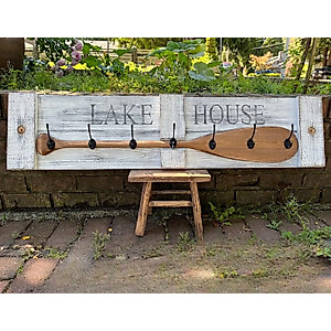 SEUHF Entryway Hook Rack, Rustic Paddle Wall Mounted,Coat Rack for The Lake House, Bathroom Towel Hanger