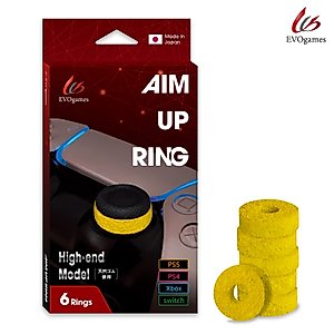 EVOgames Aim Up Ring High-end model Made in Japan Natural rubber FPS Precise operability UP For FPS 6 pieces for PS5 / PS4 / Switch / Xbox / PC controller