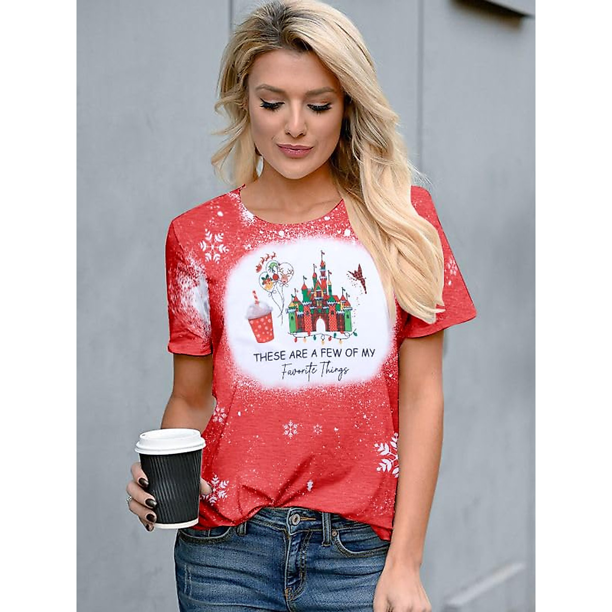 Women Magical Christmas T Shirt Merry Christmas Shirt Xmas Magic Kingdom Shirts Magic Castle Holiday Short Sleeve Top Tee Red