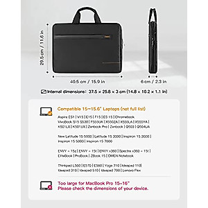 Inateck 15.6 Inch Laptop Sleeve,180° TSA Shoulder Bag,Splash-resistant 3-Way Laptop Carrying Case,Handbag with Trolley Strap Compatible with 15-15.6 Inch Laptop/Chromebook/Notebook for Commuting