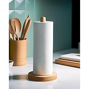 CHAUNCEY HOME Wooden Paper Towel Holder Stand - Kitchen Paper Hanger Rack Bathroom Towel Roll Stand Organizer Simply Standing Countertop Paper Roll Holder, WPTH, Large