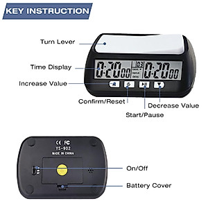 HEEPDD Chess Clock Digital Chess Timer, Portable Digital Chess Clock Game Timer with Basic Bonus Delay Alarm Function for Board Games