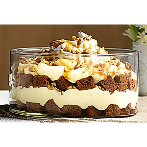 Large Glass Salad Bowl - Microwave & Dishwasher Safe - Centerpiece Serving Bowl - Mixing and Serving Dish - Clear Borosilicate Glass Fruit Bowl and Trifle Bowl, 100oz.