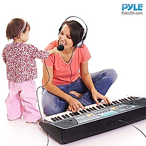 Pyle Digital Electronic Musical Keyboard-Kids Learning Keyboard 49 Keys Portable Electric Piano w/Drum Pad,Recording,Rechargeable Battery,Microphone-Pyle PKBRD4112 Black