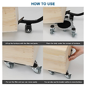 Insdawn Furniture Dolly Wheels Heavy Duty 4 Lockable Wheels Moving Dolly with Casters Furniture Dolly Set with Lifter for Heavy Furniture in Home Office or Warehouses Hold 800lbs,4-wheel Triangle