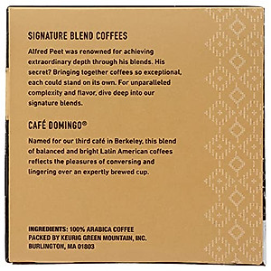 Peet's Coffee Cafe Domingo K Cup Coffee Pods for Keurig Brewers, Medium Roast, 10 Pods, 3.1 Lb