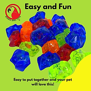 Bonka Bird Toys 3803 Pk24 Acrylic Meteors Foot Talon Craft Part Bird Toys Colored Drilled Plastic Asteroid Comet Rocks Cockatiel Conures Amazons