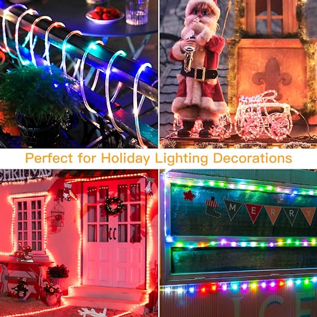 Ollny Rope Lights Outdoor Color Changing, 33FT 100 LED Waterproof Christmas Lights with Remote, 16 Colors Fairy Rope Light for Indoor Bedroom Party Garden Wedding Holiday Decorations
