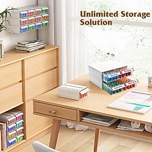 Quefe 128 Slots, 4pcs, Diamond Painting Storage Containers, Portable Bead Organizer, Storage Box Stackable Arts & Crafts Organizers for DIY Diamond Art Craft Jewelry Bead Storage