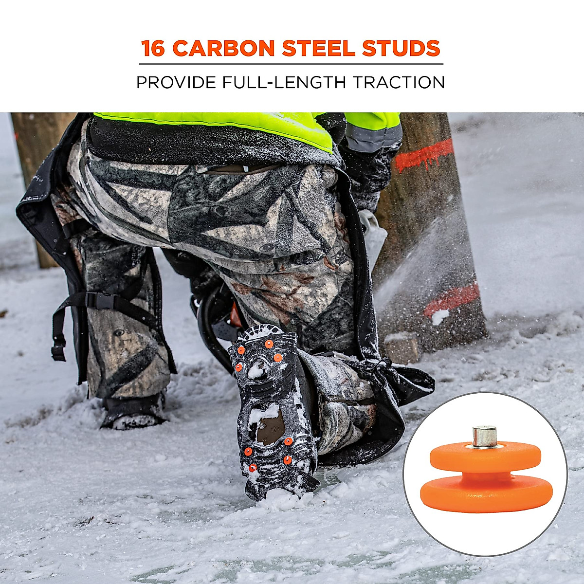 Ergodyne TREX 6300 Slip-On Traction Cleats for Snow and Ice with 8 Carbon Steel Spike Grips