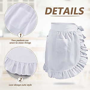 Hercicy 4 Pack Waist Apron Ruffle Retro Apron White Half Apron Maid Apron Cute Vintage Apron with Pockets for Women Chef Waitress Cooking Kitchen Costume
