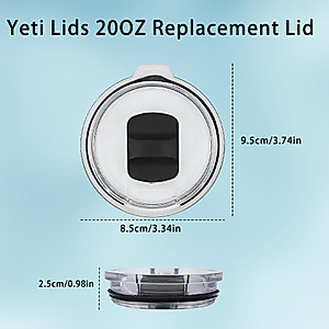 4 Pack 20 oz Replacement Lid for Yeti Lids with 4 Magnetic Slider Replacement,zxbaers yeti replacement lids, Tumbler Lid Compatible for 20 oz Yeti Rambler, Ozark Trail, Old Style Rtic