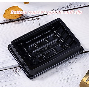 XIZHI 50 Pcs Roll Cake Box Set Single Personal Swiss Roll Container and 50 stickers,Clear Dome Plastic Muffin Cheese Pastry Dessert Sushi Fruits Display Food Storage Holder，Brown