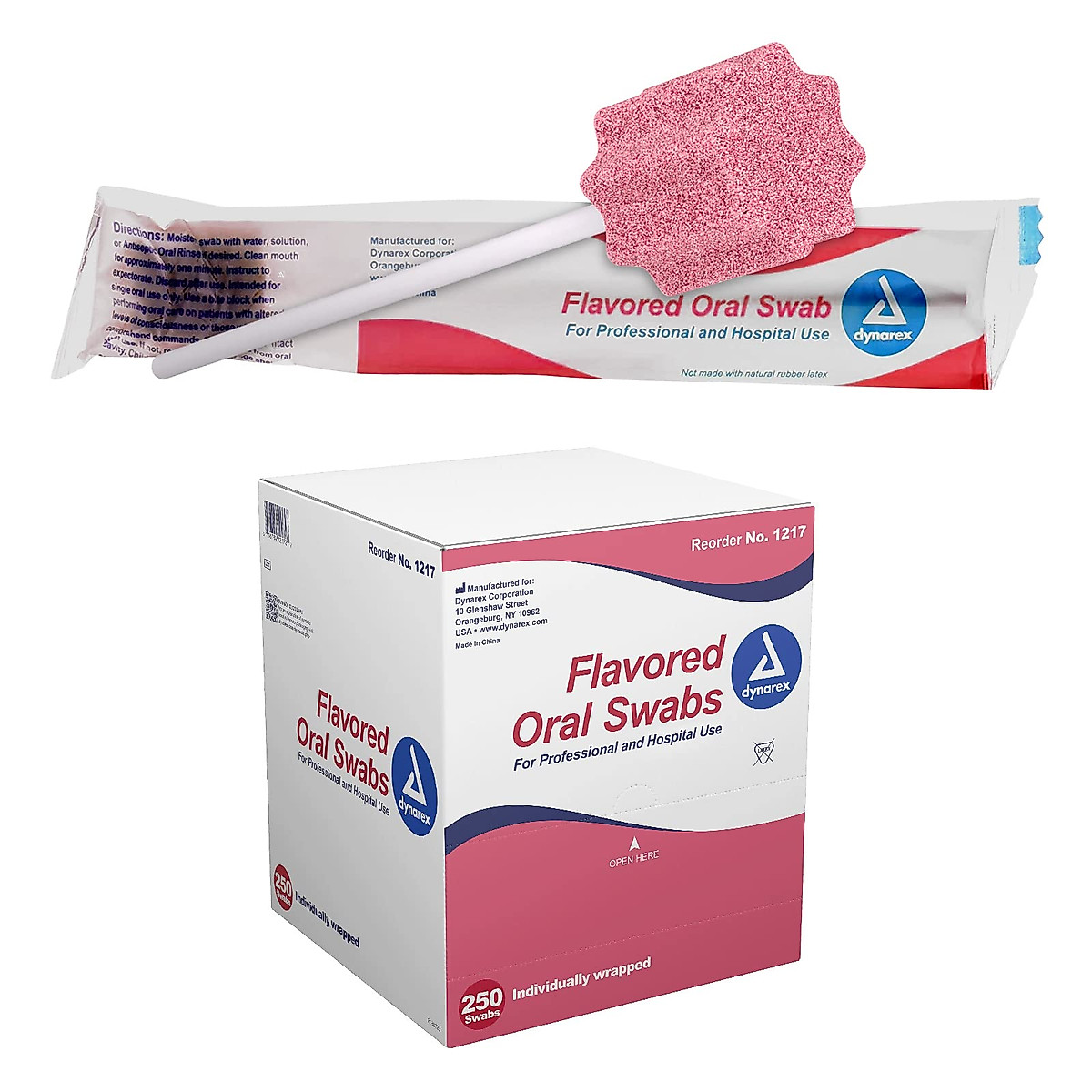 Dynarex 1217 Dentifrice-Flavored Swabstick, Individually Wrapped, Pack of 250