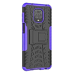 COTDINFORCA Compatible with Xiaomi Redmi Note 9S / Note 9 Pro Case Heavy Duty with Kickstand Dual Layer Drop Protection Shockproof Hard Phone Case for Xiaomi Redmi Note 9 Pro Max/Note 9S. Hyun Purple
