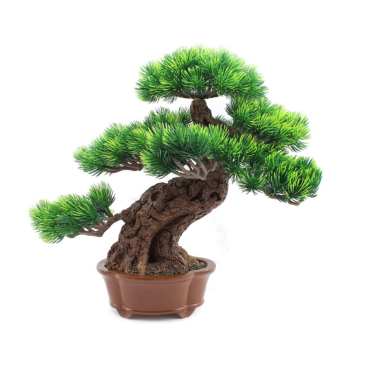Japanese Bonsai Pine Tree Artificial Faux Potted Plants House Plants for Bathroom Home Kitchen Office Bookshelf Garden Feng Shui Decor Indoors Outdoors Aquarium Ornament (LS02548)