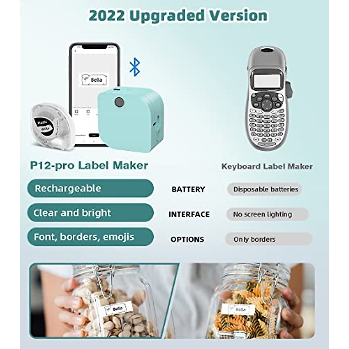 Phomemo P12 PRO Portable Label Maker Machine with Tape, Wireless Bluetooth Labeler, Home, Kitchen, Office, and Storage Organizer, Rechargeable, Custom, Label Maker Available in Multiple Templates Icon