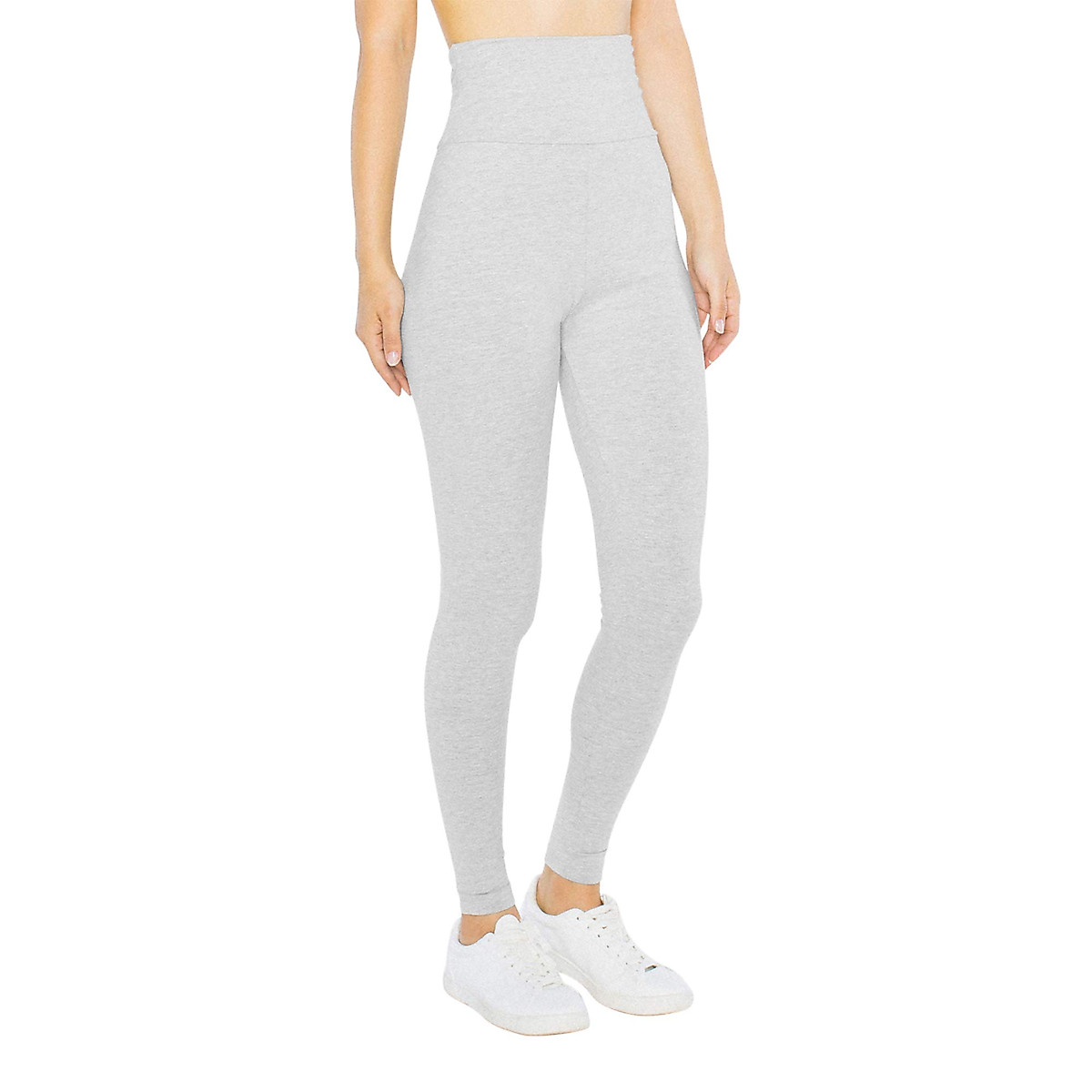 American Apparel Women's Cotton Spandex Jersey High-Waist Leggings, Heather Grey, Small