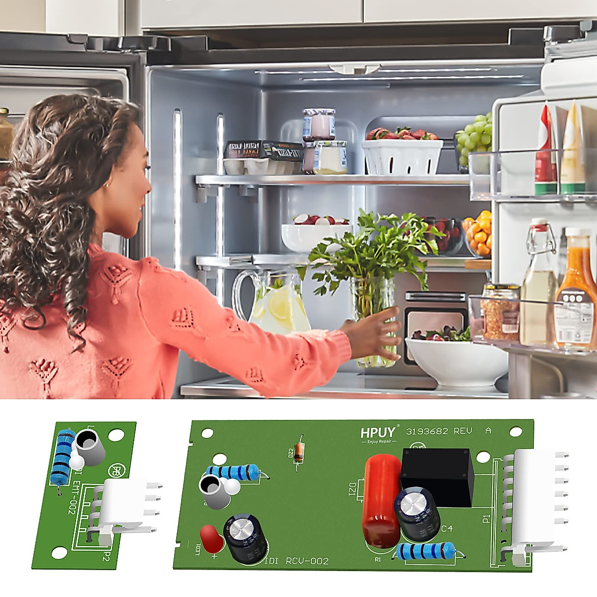 HPUY 4389102 Refrigerator Ice Maker Sensor Control Board Kit W10757851 Ice Level Control Board Kit Replacement Compatible for Whirlpool Kenmore Refrigerators Replaces 2198585 AP3137510 W10290817