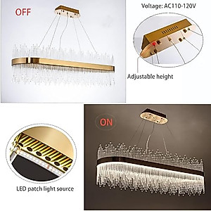 Chandelier,Crystal chandelier, Ceiling Chandelier Lamp, Modern Crystal Chandelier Oval Gold Crystal Pendant Light LED Chandelier Hanging Lighting Fixture Adjustable Height for Dining Room Kitchen Livi