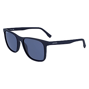 Lacoste Men's L882S Rectangular Sunglasses, Blue/Solid Blue Flash, 55 mm