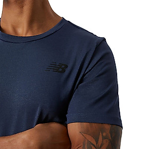 New Balance Men's Tech Short Sleeve 21, Natural Indigo Heather, Small