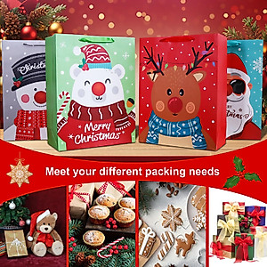 4 Pack 16.5" Extra Large Christmas Gift Bags, Xmas Paper Bags With Handles and Tissue Paper, Reusable Holiday Bags Bulk for Present Wrap Decor