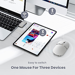 ProtoArc USB C Wireless Bluetooth Mouse, Multi-Device HubMouse with Type C Hub Portable Silent Rechargeable Computer Laptop Mouse for ipad, PC, Tablet, MacBook, Surface Pro-Silver