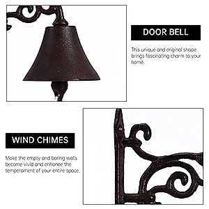 YHRR 1 Set Cast Iron Wall Hanging Bell,Christma Bells Welcome Ship Bell Hand Shaking Doorbell, Wall Mounted Dinner Bell, Metal Wall Art Decoration for Indoor Outdoor Garden Home